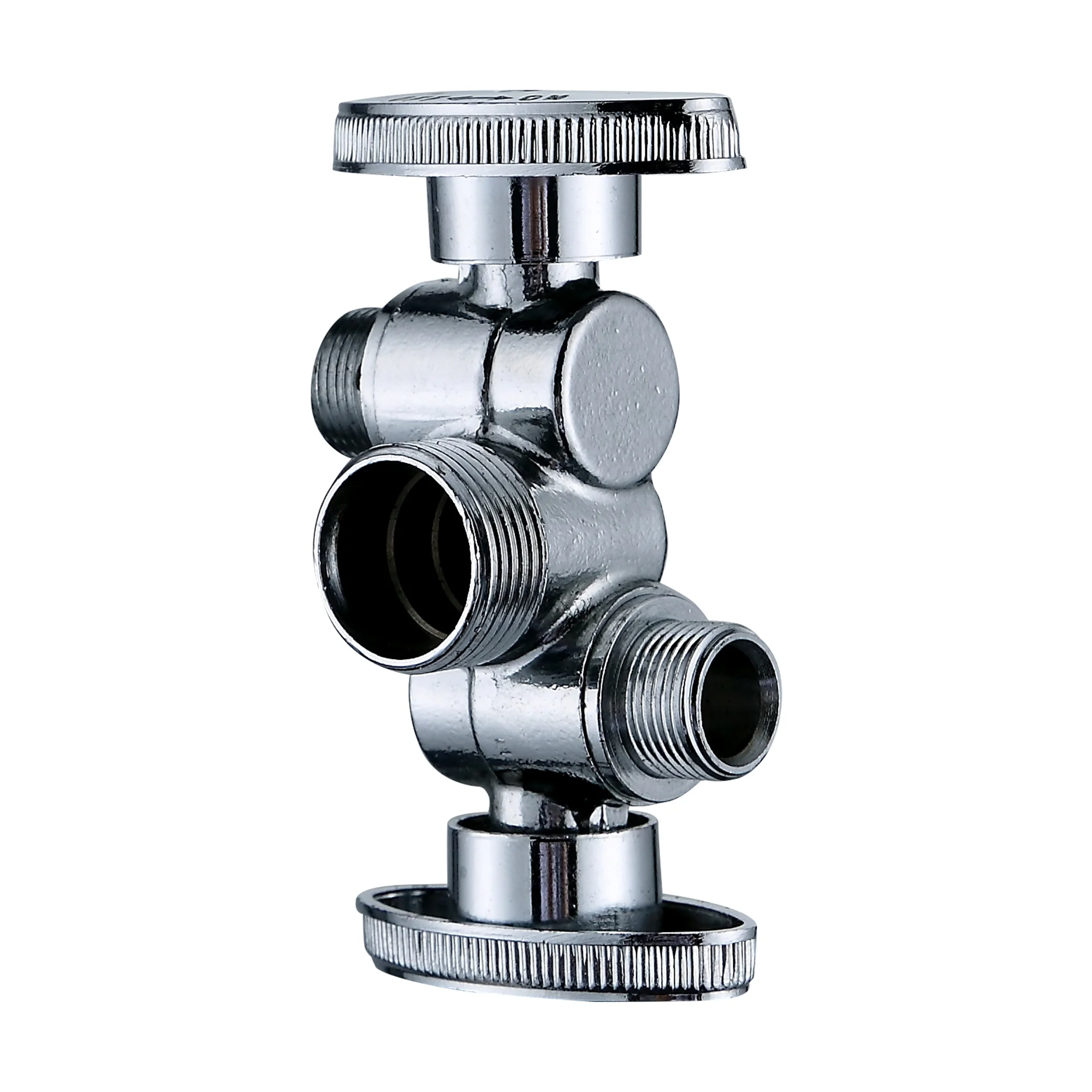 Dual Outlet 3 Way Angle Stop Valve 1/2" Nominal (5/8" OD) Comp X 3/8"Com X 3/8"Comp 1/4 Quarter ...