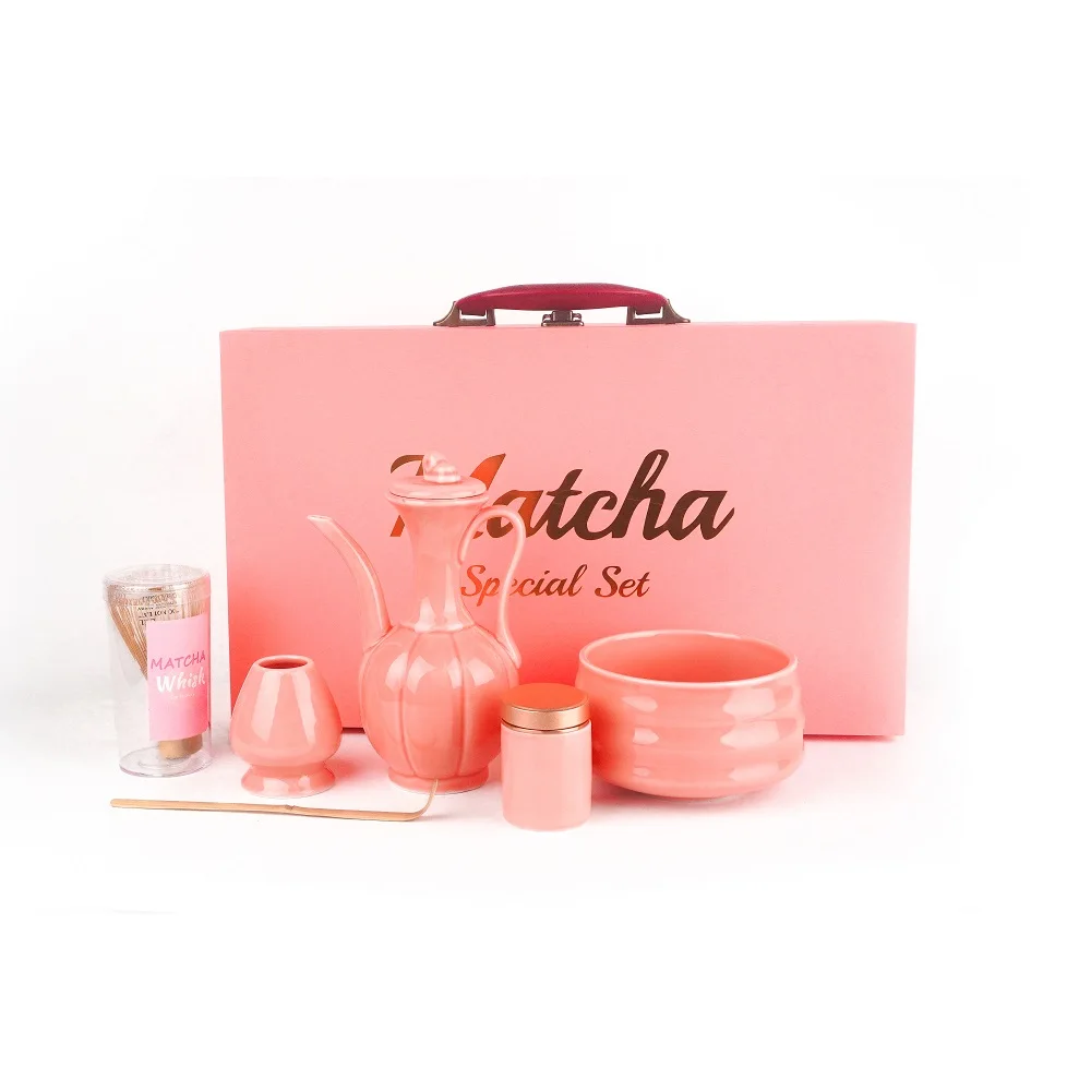 New Design Chinese Traditional Pink Color Matcha Set Luxury Portable ...