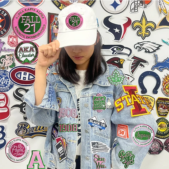 Custom Pink and Green Letters Sorority Sigma Fraternity Patches