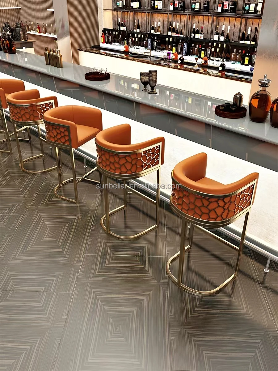 Gold Iron Steel Bar Chair Metal Bar Stool High Chair With Legs ...