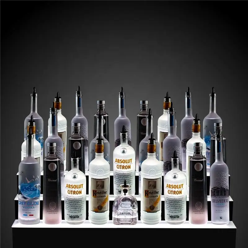 Custom 3 Tier Bar Led Rgb Acrylic Wine Bottle Wine Liquor Shelf Vodka ...