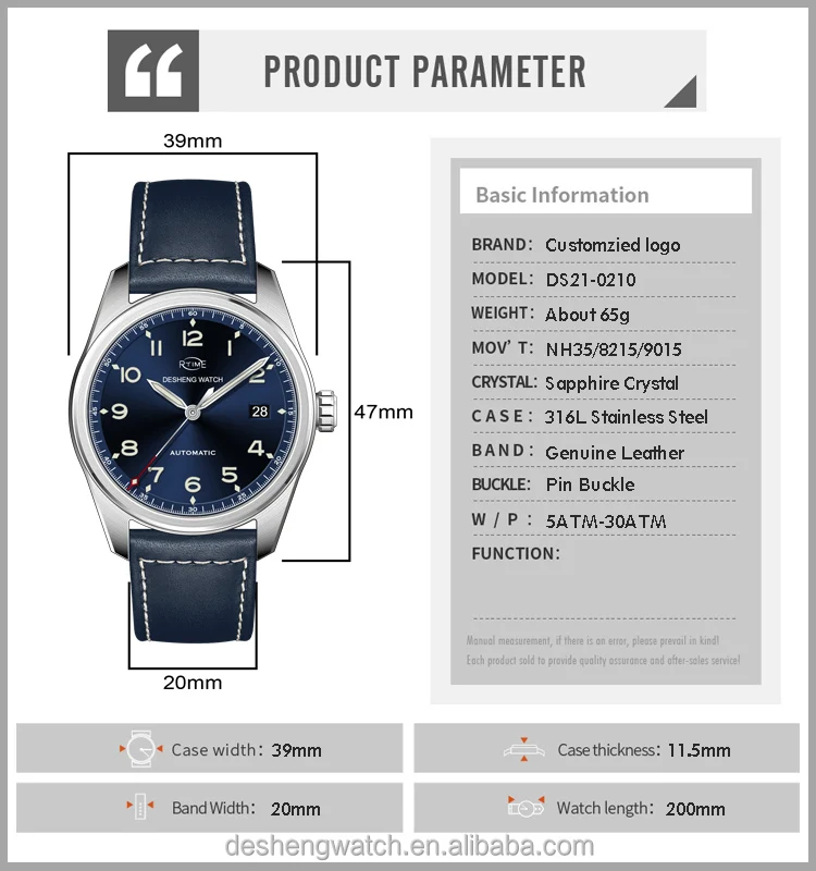 Nh35a Automatic Mechanical Watches Minimalist Stainless Steel Custom ...