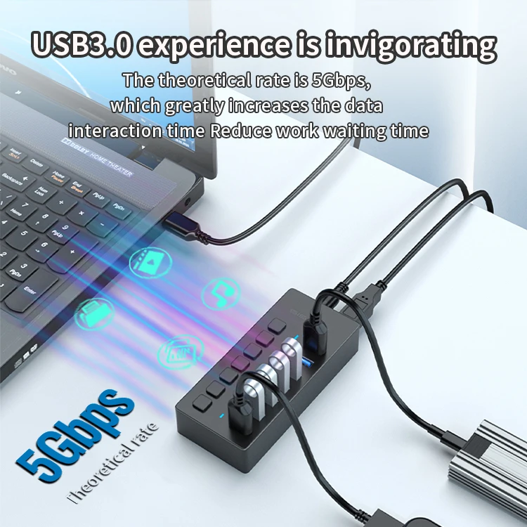 Acasis 2022 Usb Hub 3.0 Splitter,With Individual On/off Switches And ...