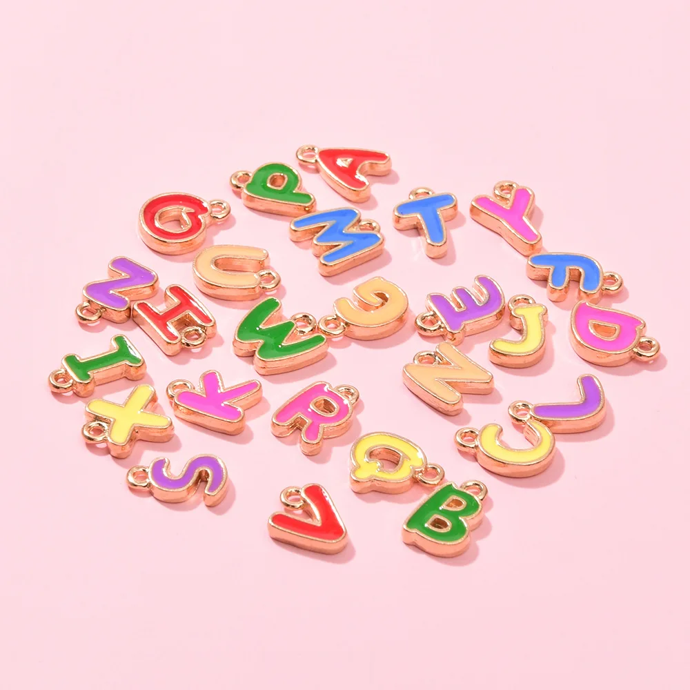 26pcs Diy Fashion Candy Color Alloy Accessories Letter Alphabet Charms ...