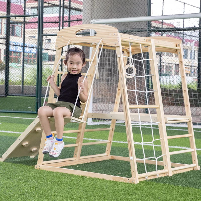 Hoye Triangle Wooden Climbing Frame Children's Swing Gym Indoor Wooden ...