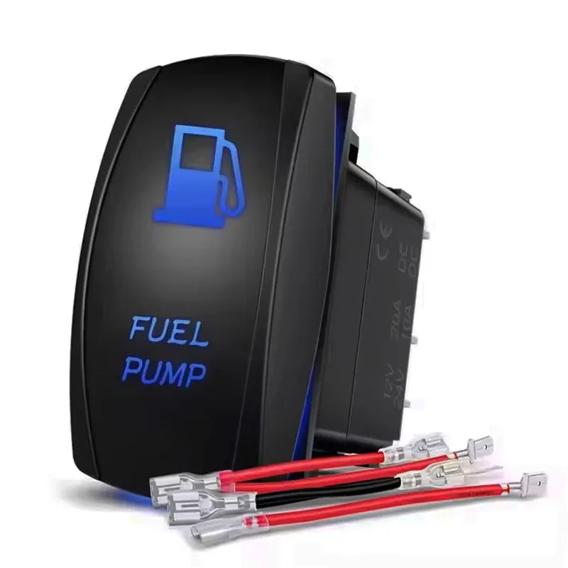 Universal 12V/24V Fuel Pump Toggle Switch SPST Waterproof Blue Backlit ...