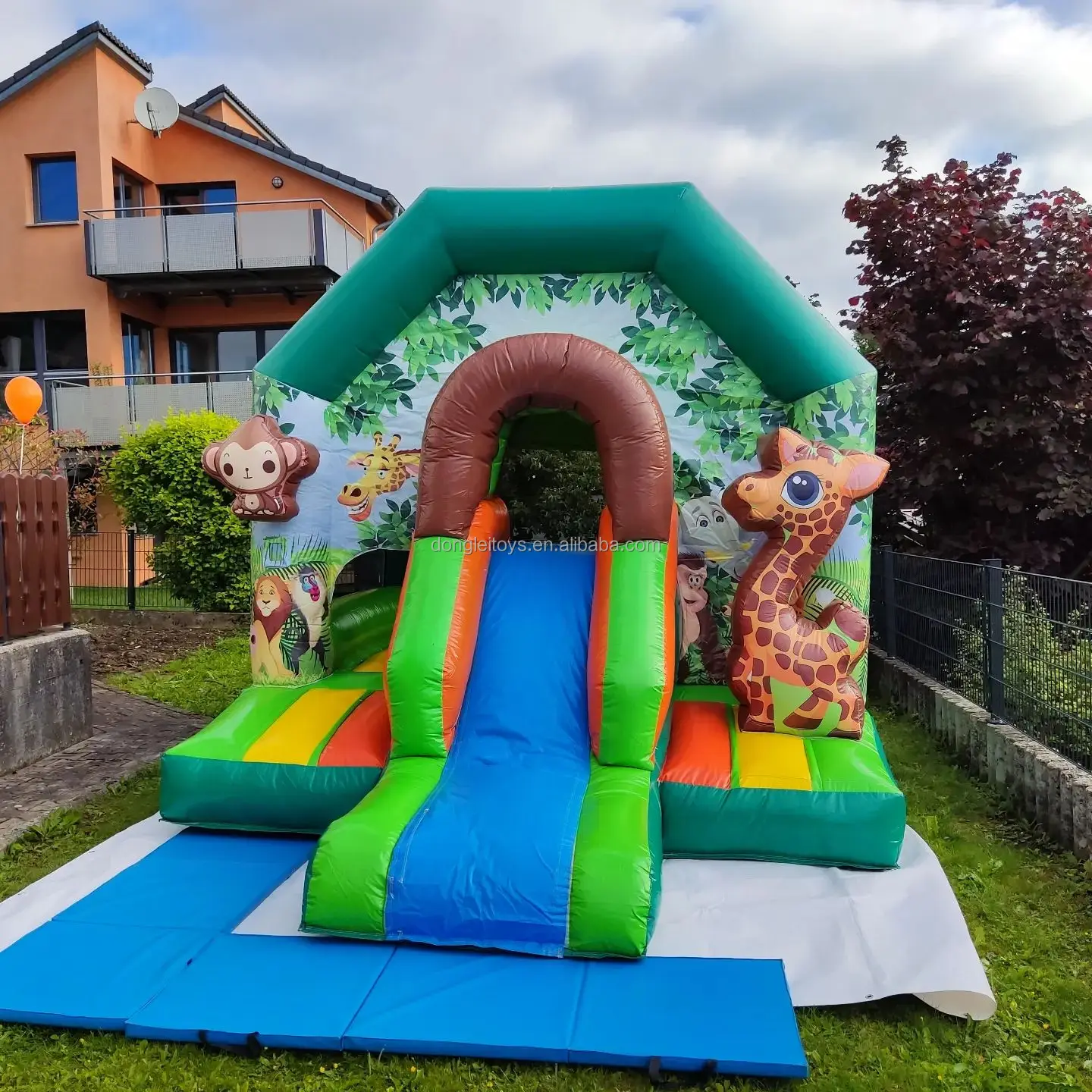 Moonwalk Inflatable Safari Bouncy Castle Animal Kingdom Theme Park ...