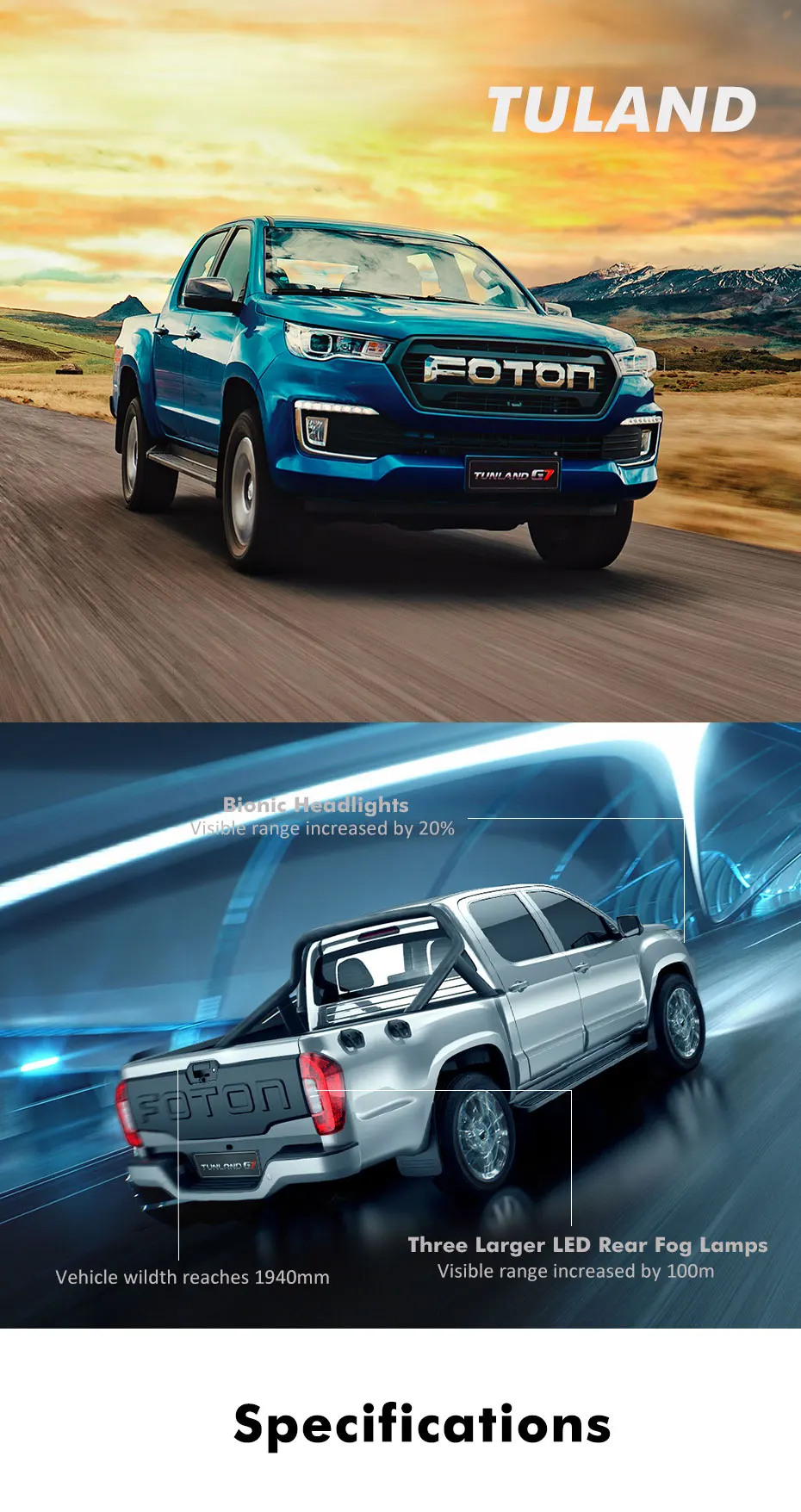 Foton Customized New Type Tunland Pickup Truck 4x2 Diesel Engine Off ...