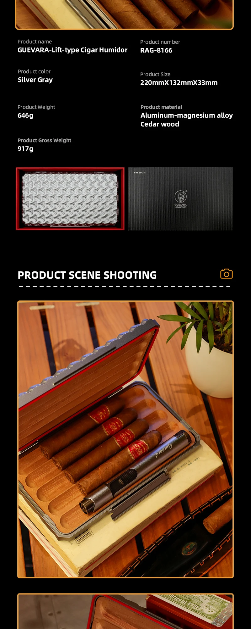 Modern High-end Unique Cigar Humidor for 5 Cigars Aluminum Alloy Cigar ...