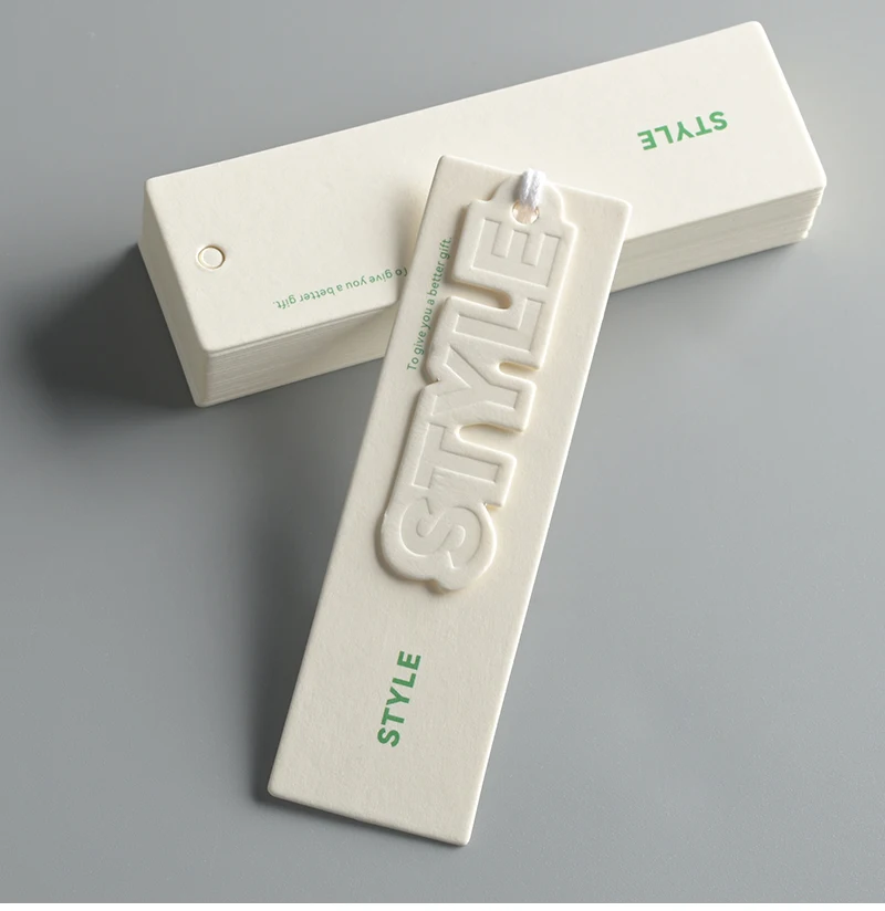 Customizable Beige Hangtags Custom Embossed Offwhite Craft Paper Tags ...