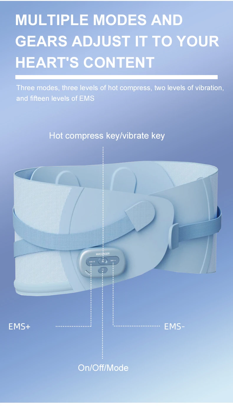 Waist Massage Belt Hot Compress Vibration Relieves Lumbar Muscle ...