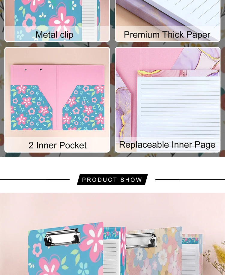 Custom Luxury Metal Clip Board Clipboard Clip Folio With Refillable ...