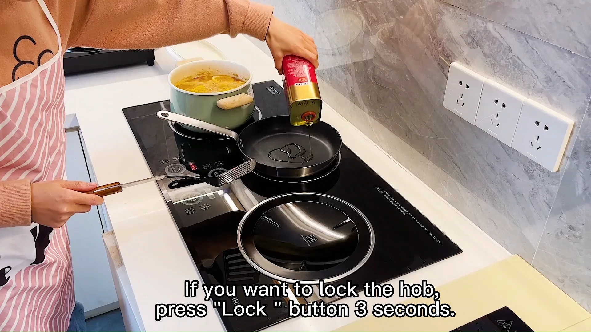 3400w Built-in 3 Burners Induction Stove With Concave Hob For Wok And ...