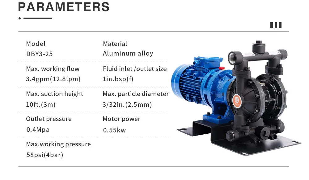 DBY3-25L Electric Diaphragm Pump_DBY_Electric Double Diaphragm Pumps_GODO PUMPS