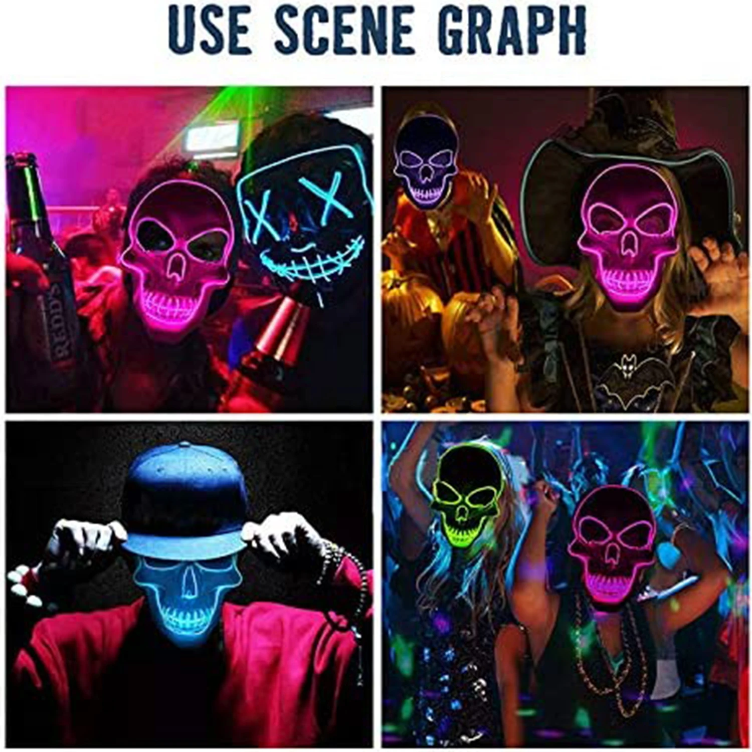 Light Up Hacker Purge Mask Scary Led Mask For Cosplay Costumes Festival ...