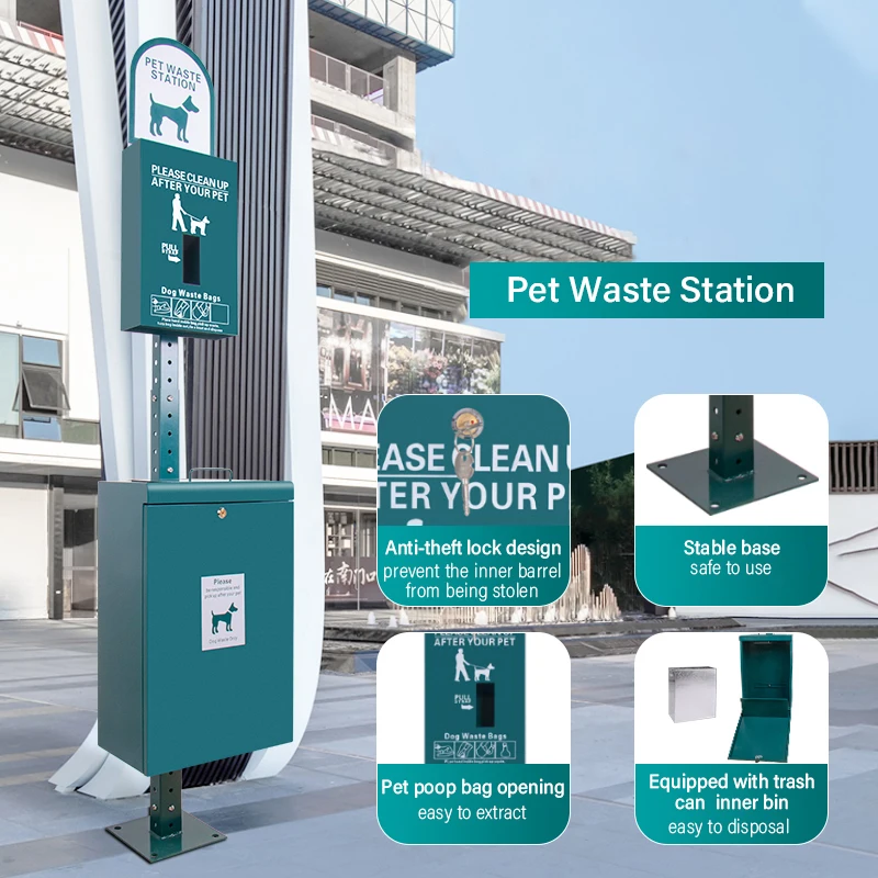 Outdoor Pet Excrement Dustbin Square Community Park Pet Cleaning Tools ...