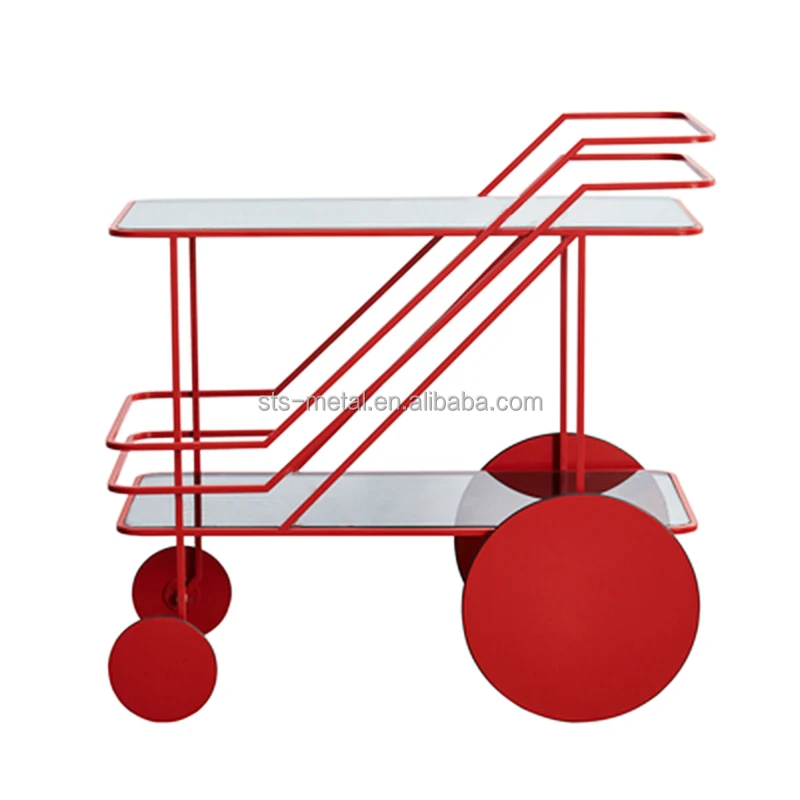 Stylish Mobile Toughened Glass Dining Trolley with Wheels
