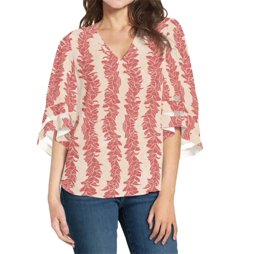 Polynesian Palm Leaves Chiffon Blouse Women Polynesian Samoan Fiji Tapa ...