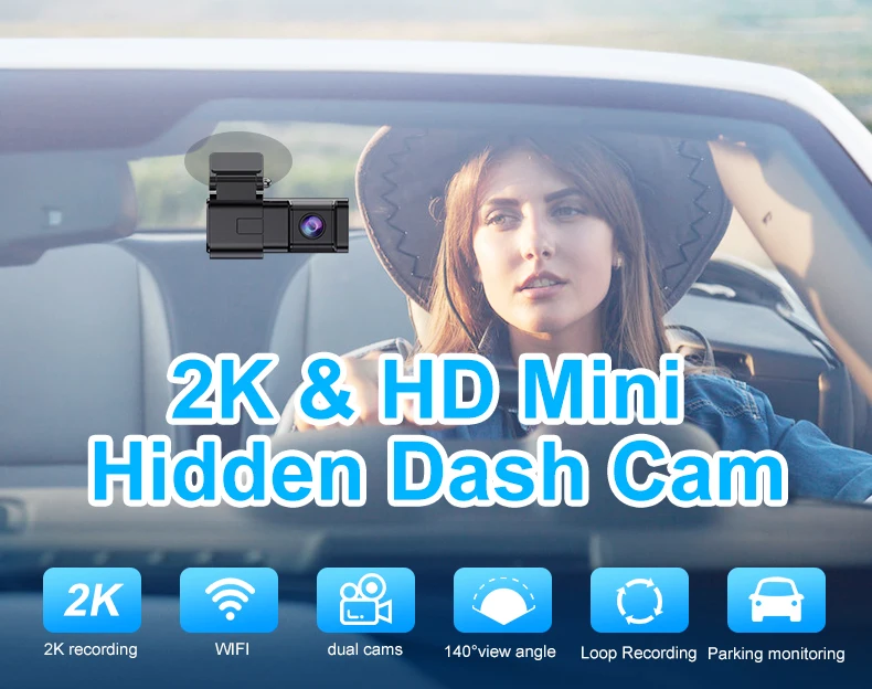 2k+1080p Wifi Dual Lens Mini Dash Cam With 24h Parking Monitor G-sensor ...