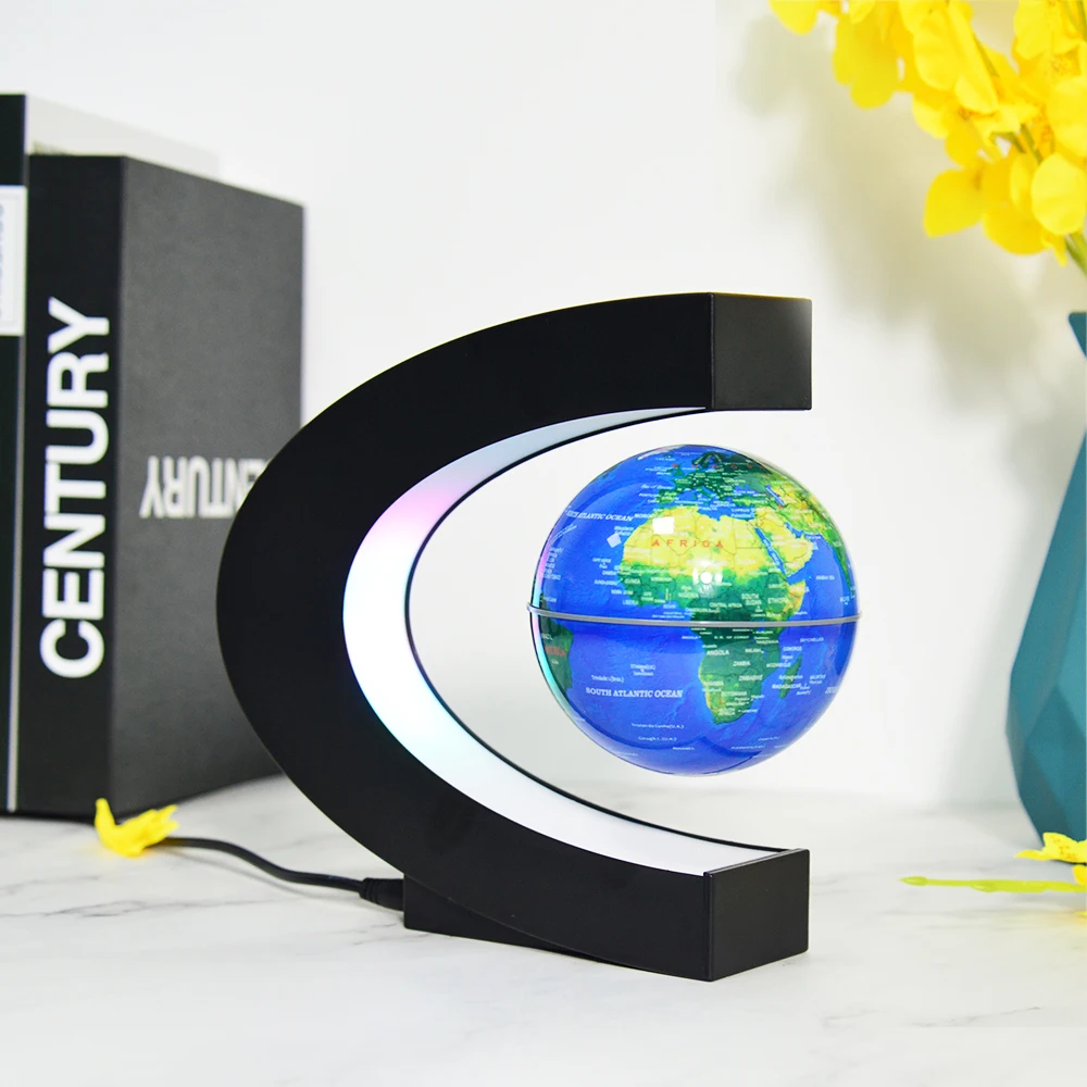 C Shape Magnetic Levitating Globe with Colorful LED Lighting, OEM Available