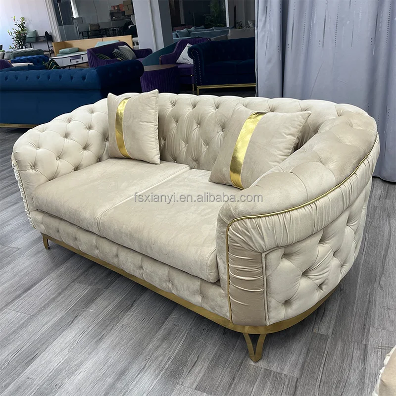 luxury designs living room Velvet fabric sofa set furniture sofas for ...