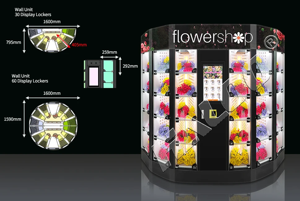 Haloo Automatic Flower Vending Machine - 30 Locker Capacity