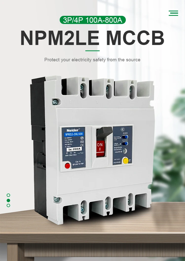 NPM2LE-250 3P 4P MCCB Circuit Breaker 160A 3 Phase with Shunt Trip Coil ...