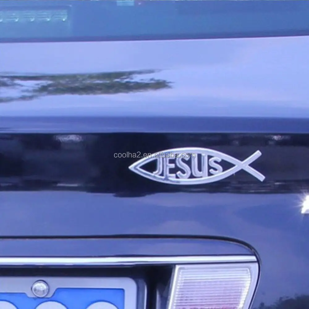 Universal Abs 3d Silver Jesus Fish Logo Emblem Badge Car Stickers For ...