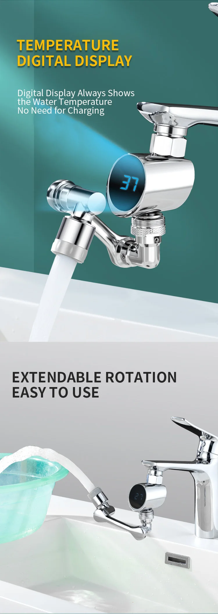 1080 Rotating Faucet Extender Aerator Universal Splash Filter Faucet ...