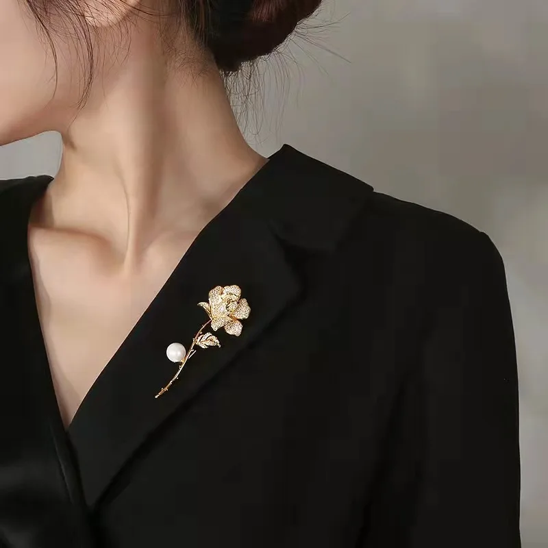Vintage Romantic Rose Flower Brooch Fashion Temperament Clothing Brooch ...