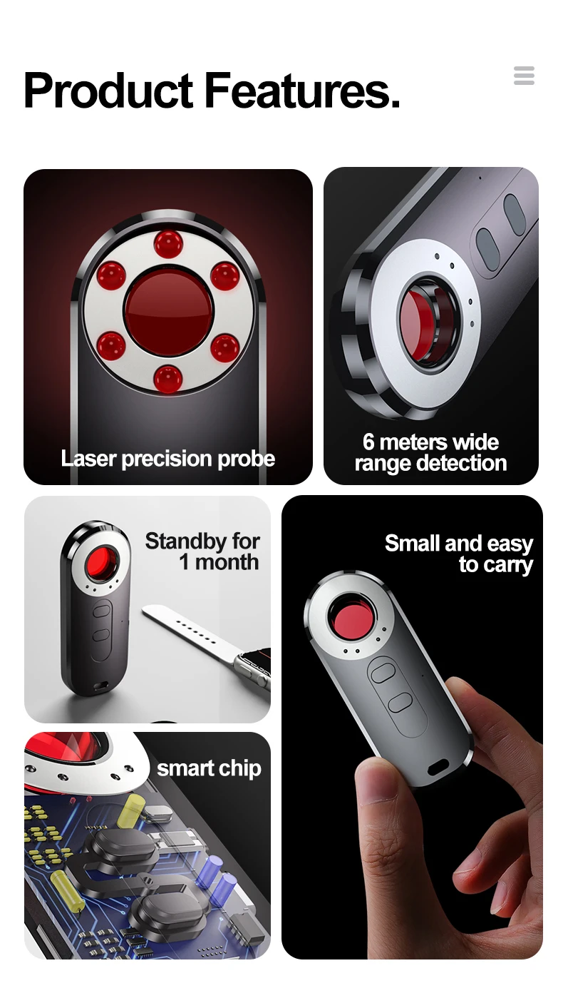 Anti-spy Hidden Camera Laser Detector - Find Cameras Easily