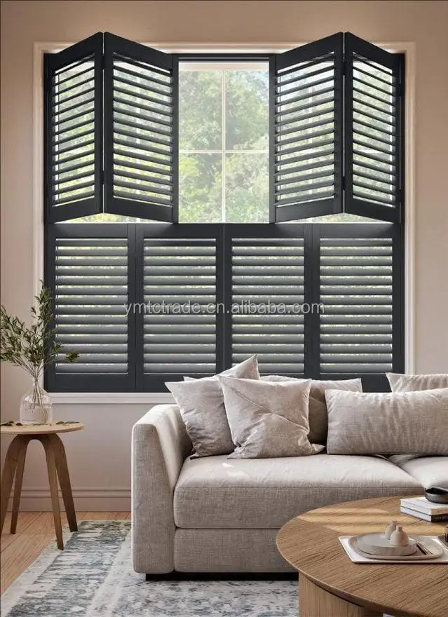 Factory Direct Plantation Shutters Black Sunscreen Horizontal Louver ...