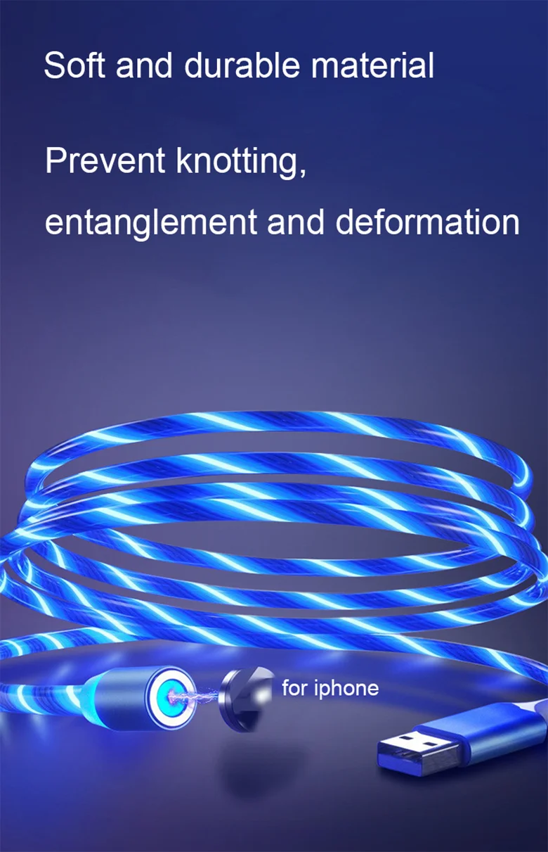 Custom Led Luminous Micro Lighting Usb Data Cables Magnet Fast Charging ...