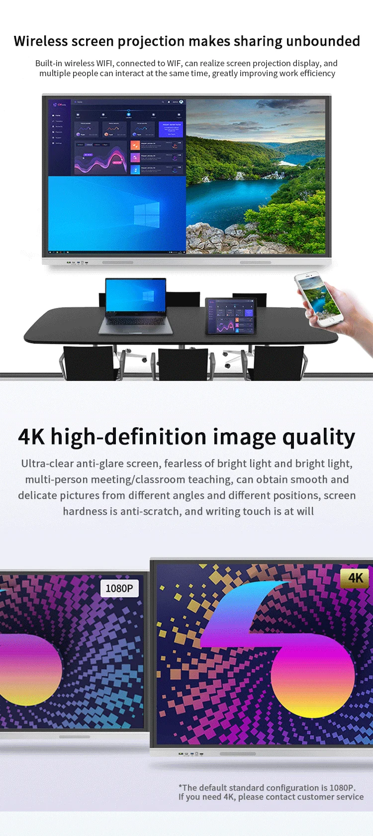 School Classroom Teaching 65 75 86 100 110 Inch Touchscreen Smart Board ...