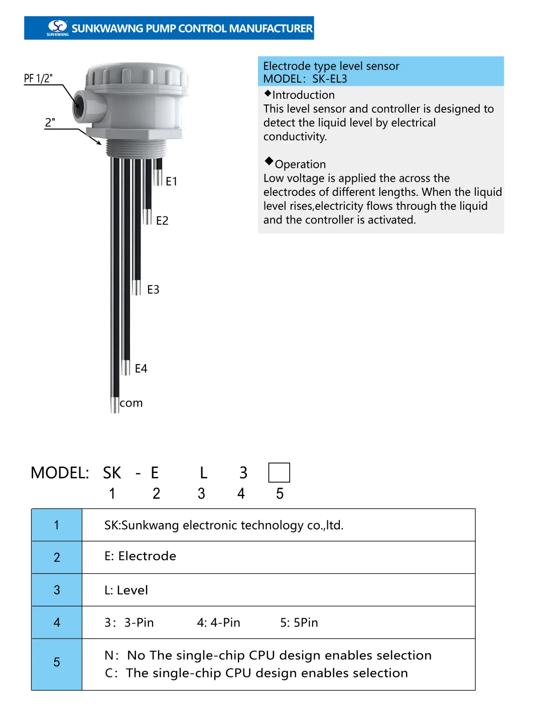 SK-EL Electrode Level Switch Multi-point Detection Water Pump ...