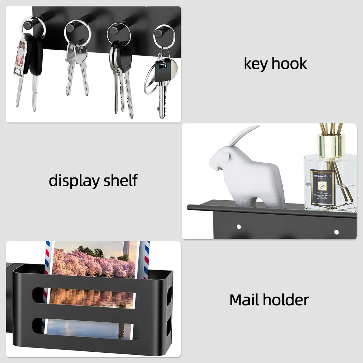 Alibaba.com: Stainless steel wall-mounted key holder with 4 hooks and ...
