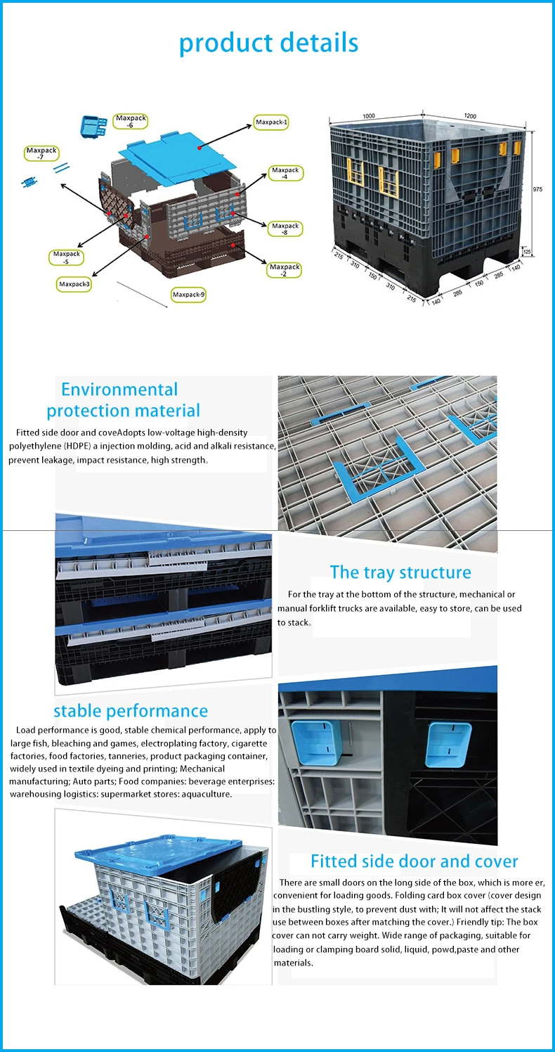 Folding Collapsible Pallet Box Large Foldable Plastic Pallet Container ...