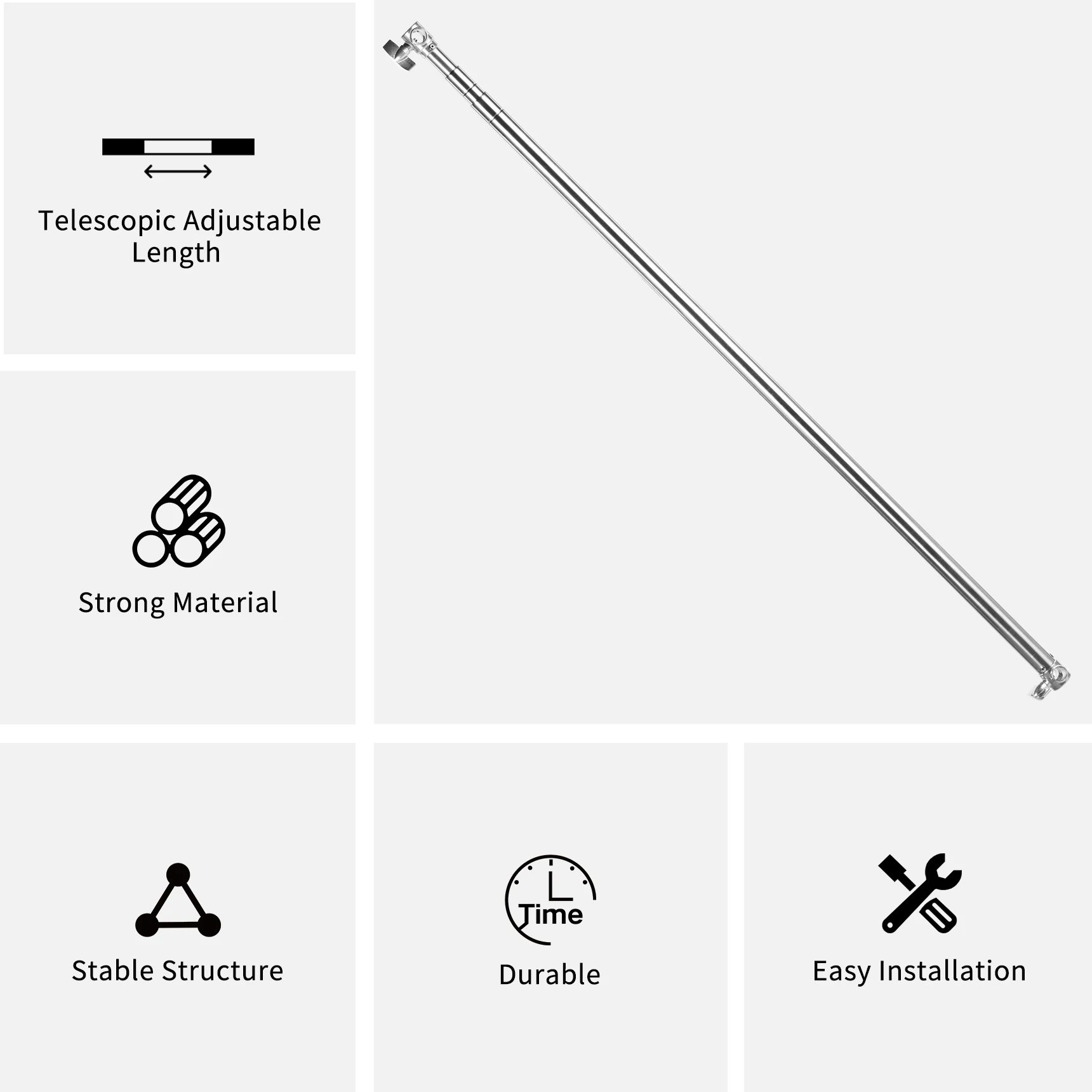 Selens 3 Section Stainless Steel Telescopic Crossbar