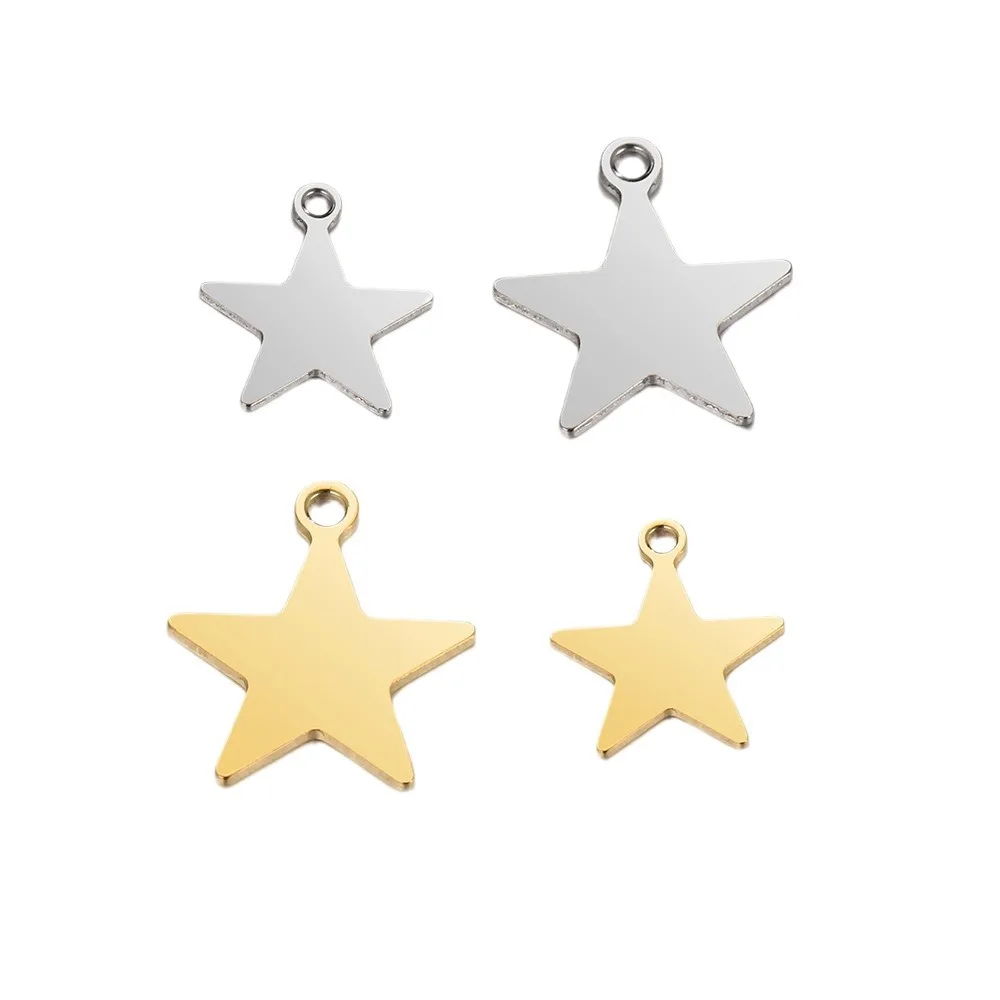 Stainless Steel Pvd Coating No Fade Geometry Five-pointed Star Charm ...