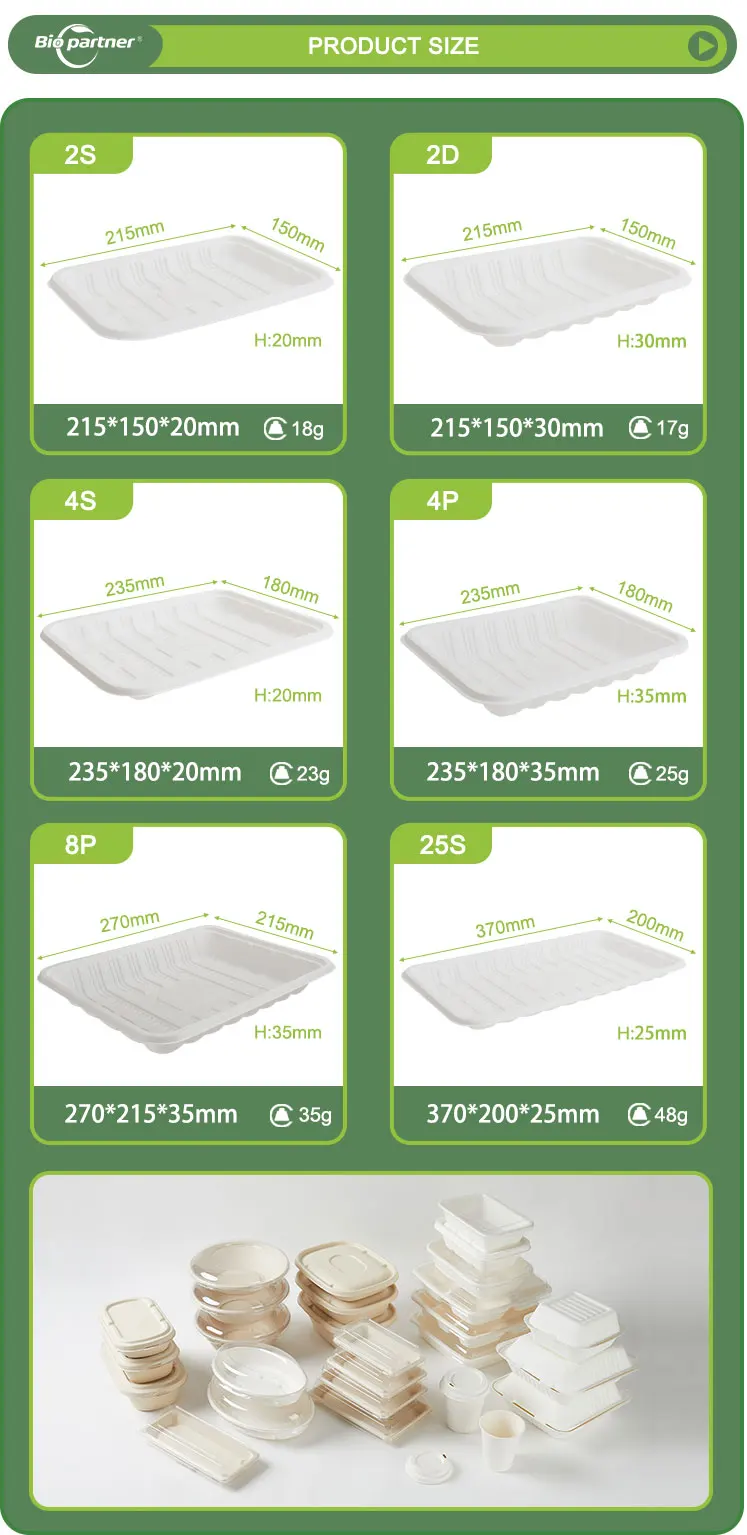 Eco Friendly Meat Fruit Vegetable Display Packaging Corn Starch Punnet ...