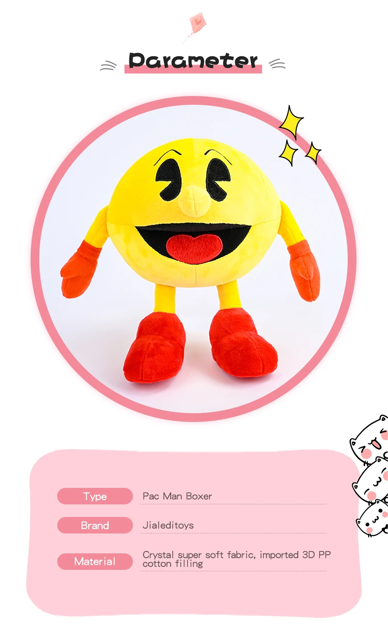 Custom Smiley Face Expression Pac-man Boxer Plush Figure Toy Game ...