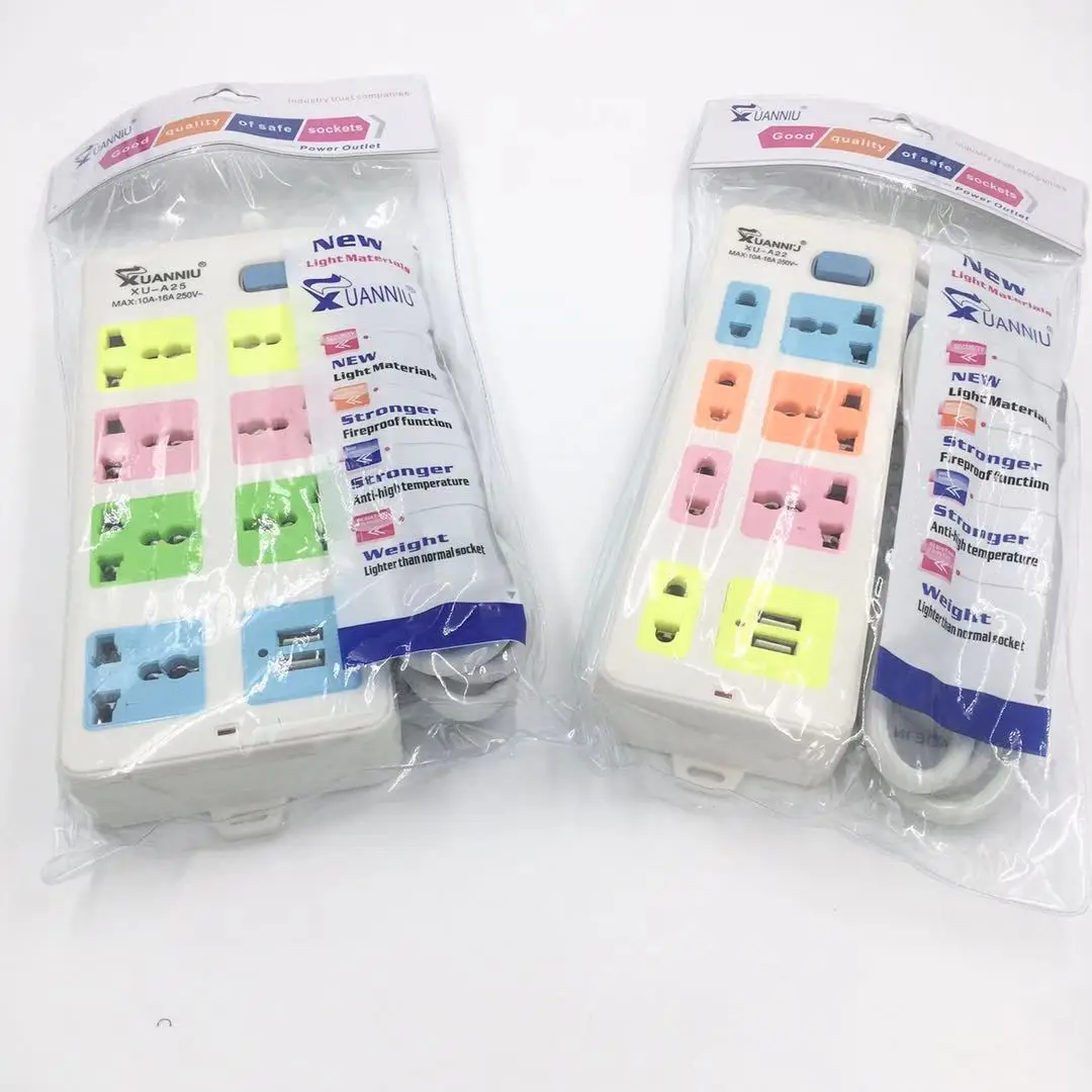 Multiple Power Socket 3m Wire Color Multi Outlet Electrical Extension ...