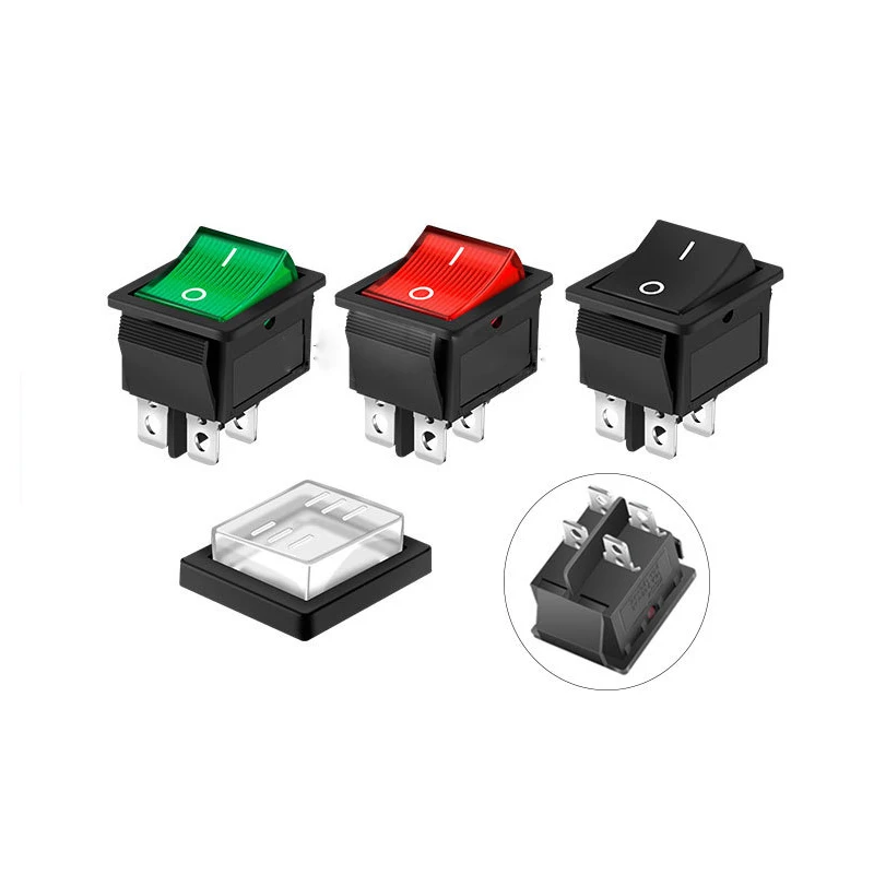 30.5mm*25.5mm On Off Power Green Rocker Switch Kcd4 250vac Led Button ...