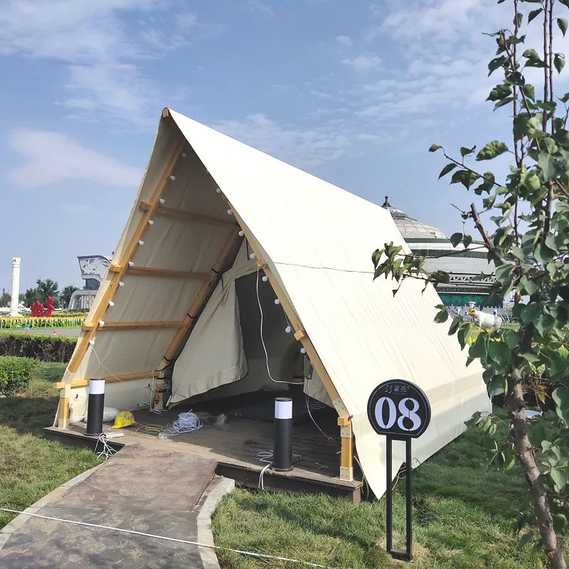 Outdoor Campground Triangle Tent Homestay Resort Scenic Wood Frame ...