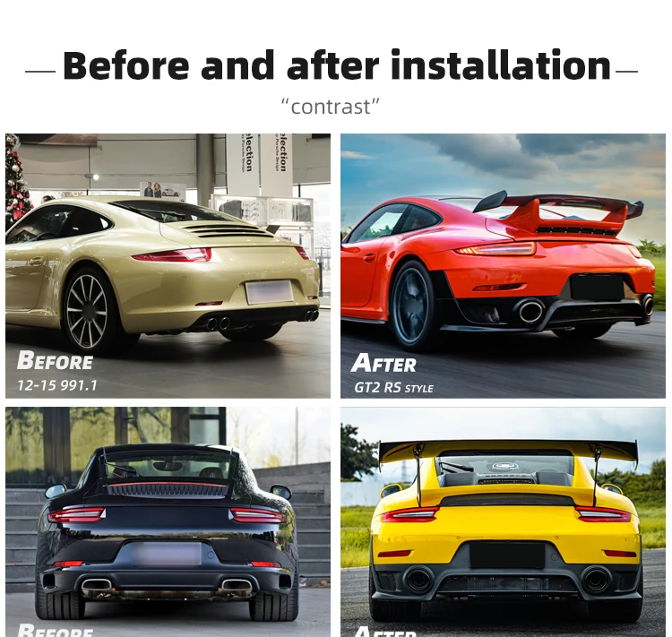 Car Bodykit Carbon Fiber Rear Spoiler Wing 2012-2018 991 Rear Bumper ...