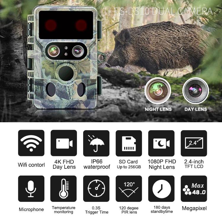 New Dual Lens 48mp Animal Observation Surveillance Wildlife Trail ...