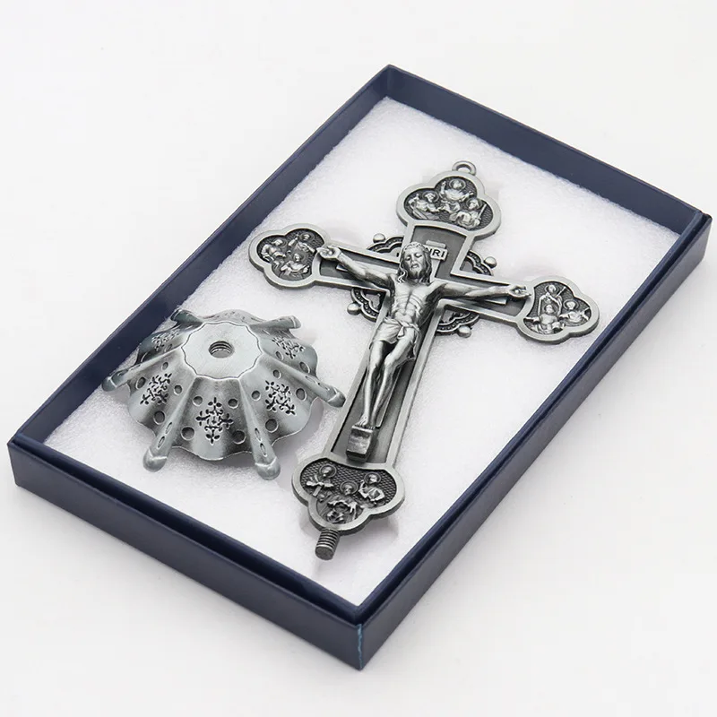 Christian Statues Art Cross Standing Catholic Bronze Plated