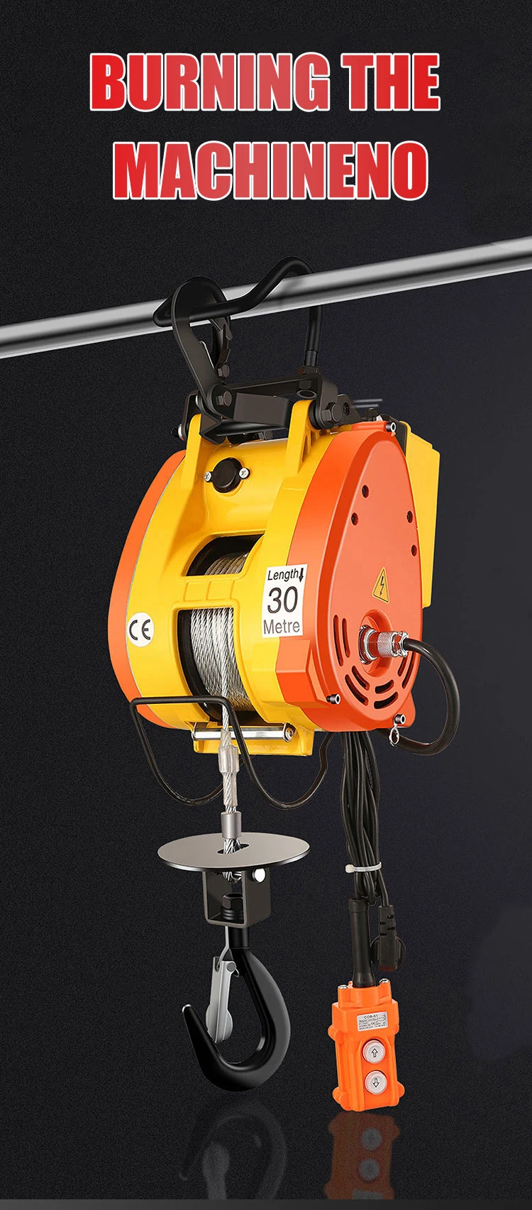 Wireless Remote Control Mini Electric Hoist 100kg - Buy Wireless Remote ...