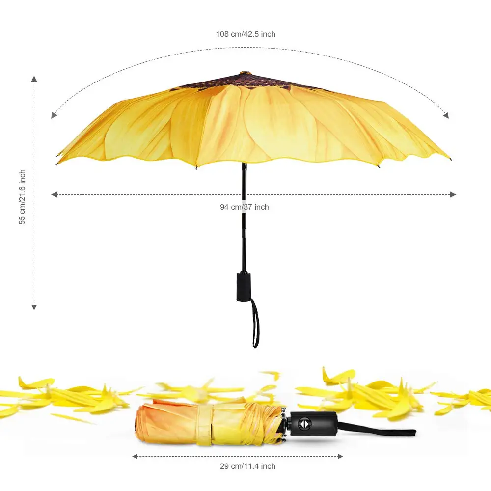 Free Sample Sun Flower Design Foldable Parasol Umbrella