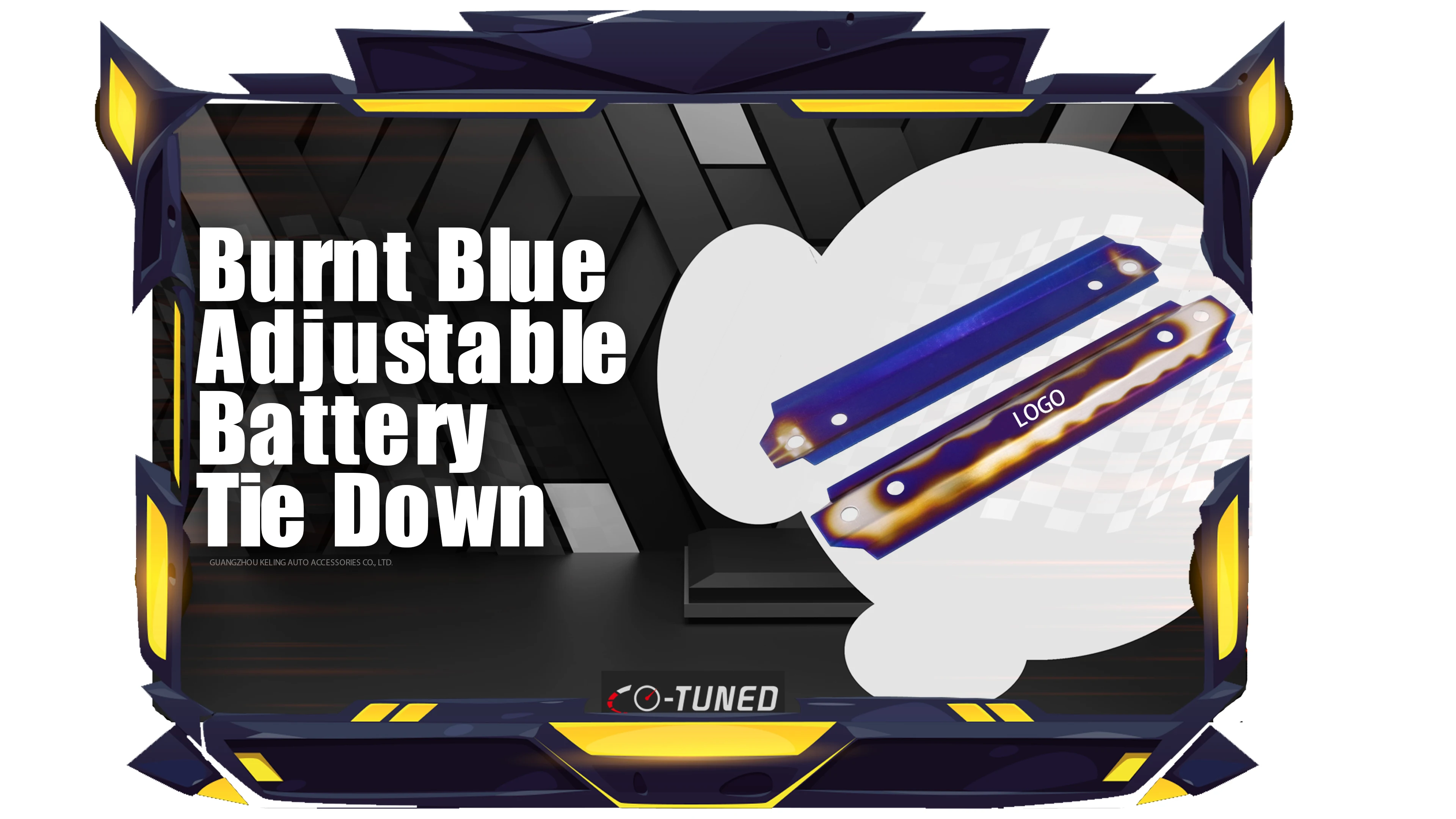 JDM Style Burnt Blue Adjustable Billet Battery Tie Down Aluminium Bar ...